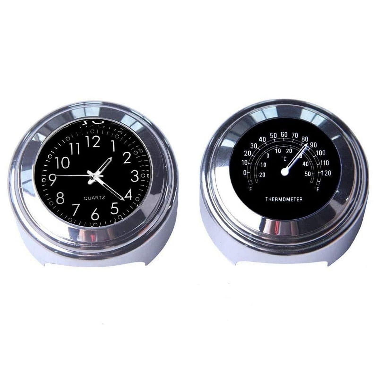 2PCS Motorcycle Quartz Clock and Thermometer 7/8Inch Waterproof Bike ...