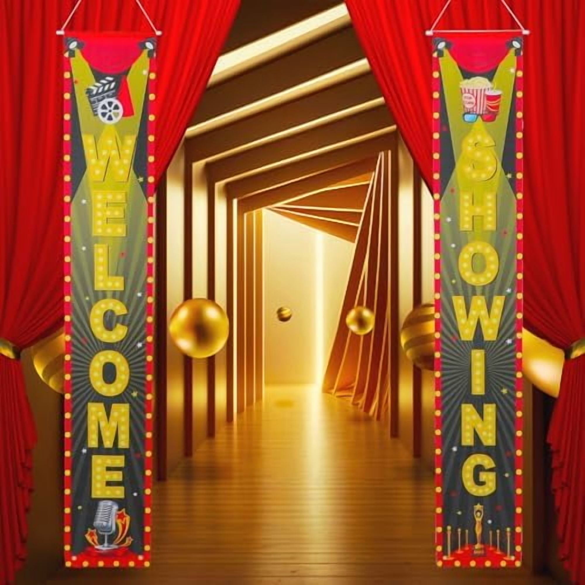 2PCS Movie Night Porch Hanging Banner, Movie Night Decorations, 69x12 ...