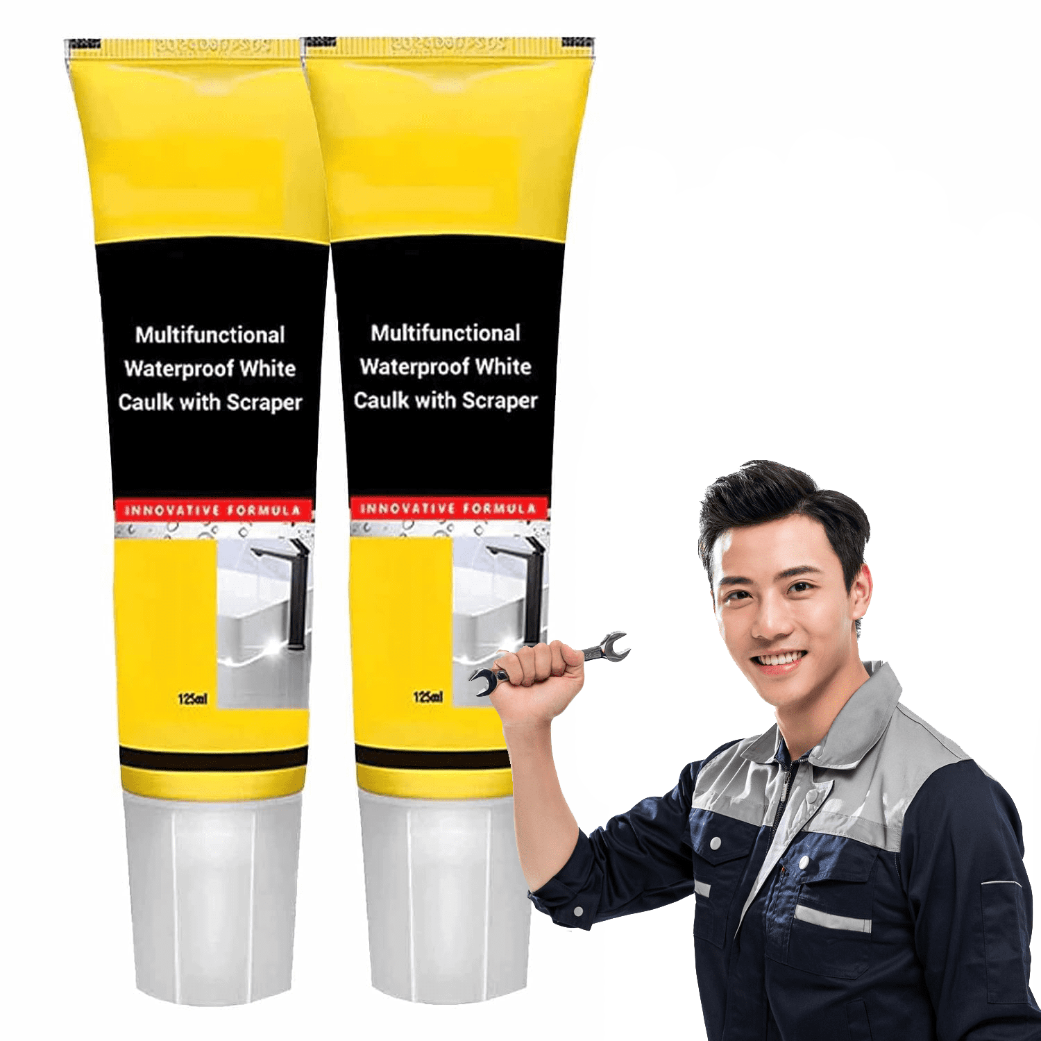 2PCS Multifunctional Waterproof White Caulk with Scraper, Stronger ...