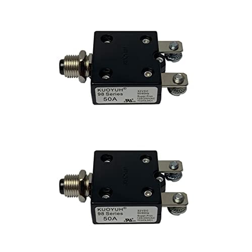 2PCS NEW 50 Amp Push Button Thermal Circuit Breaker 32VDC 125-250VAC ...