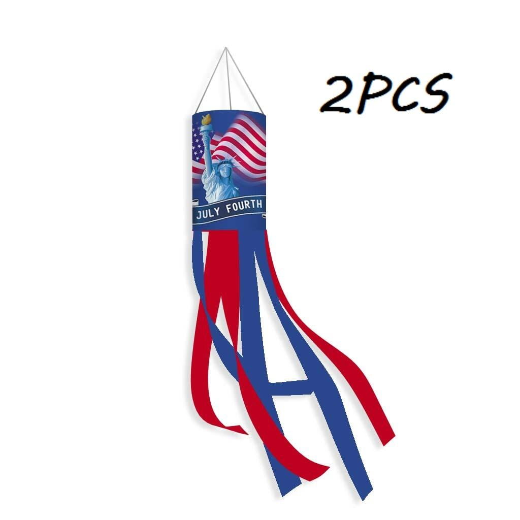 2PCS NULIZU American Independence Day Decorative Windpipe Flag Outdoor ...