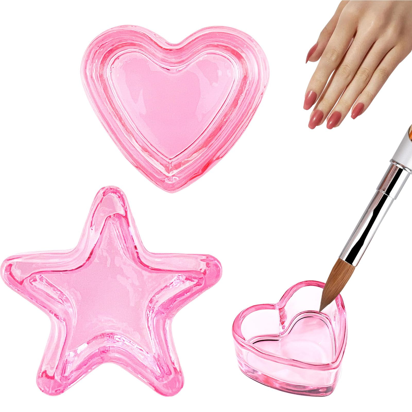2PCS Nail Dampen Dish Cup for Nail Art Heart Shaped and Star Shaped ...