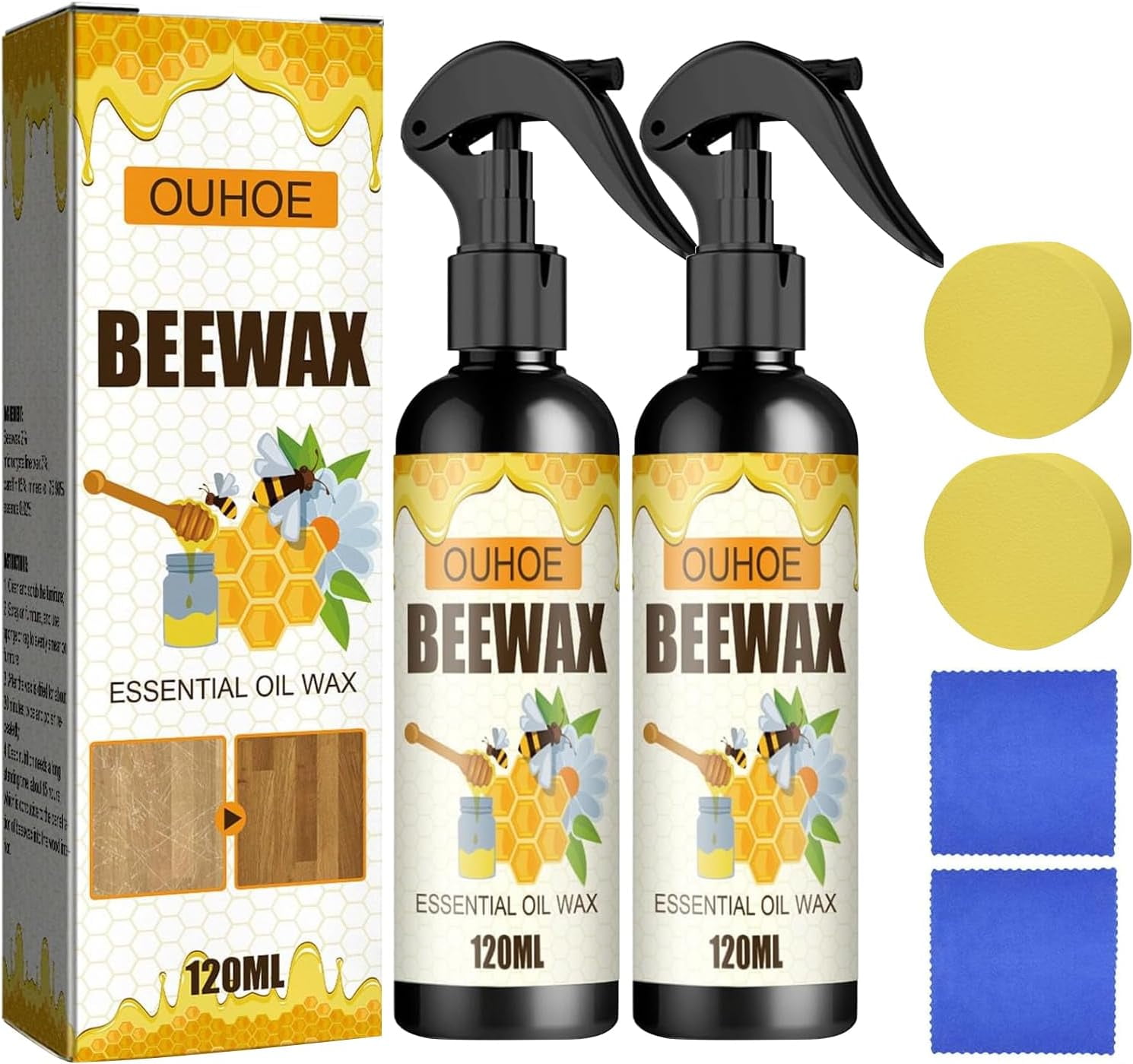 2PCS Natural Beeswax Spray, Beeswax Spray Cleaner, Furniture Polish,The ...