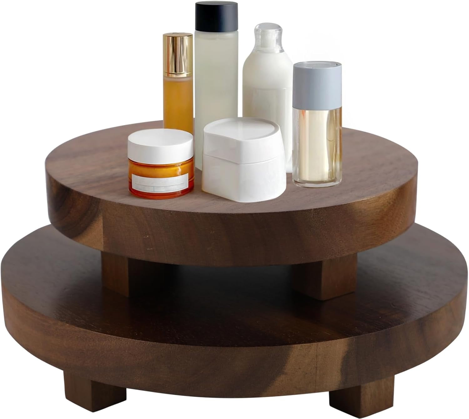 2PCS Natural Wood Riser, Handmade 9" and 7" Acacia Wood Pedestal Stand ...