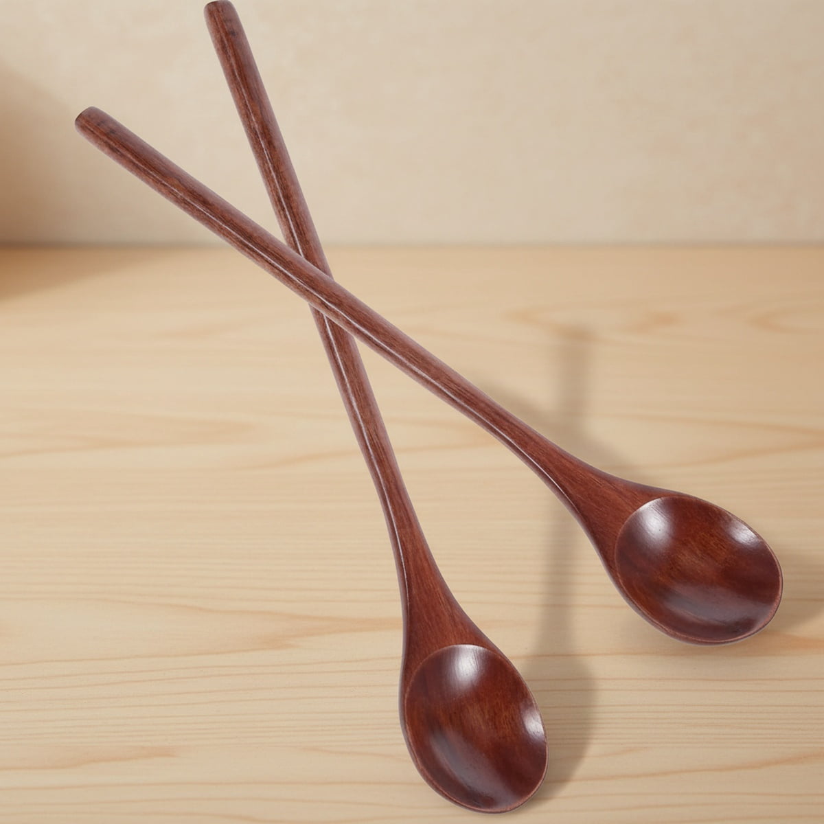 2PCS Natural Wooden Spoons Set - Long Handled Honey & Jam Stirrers for ...