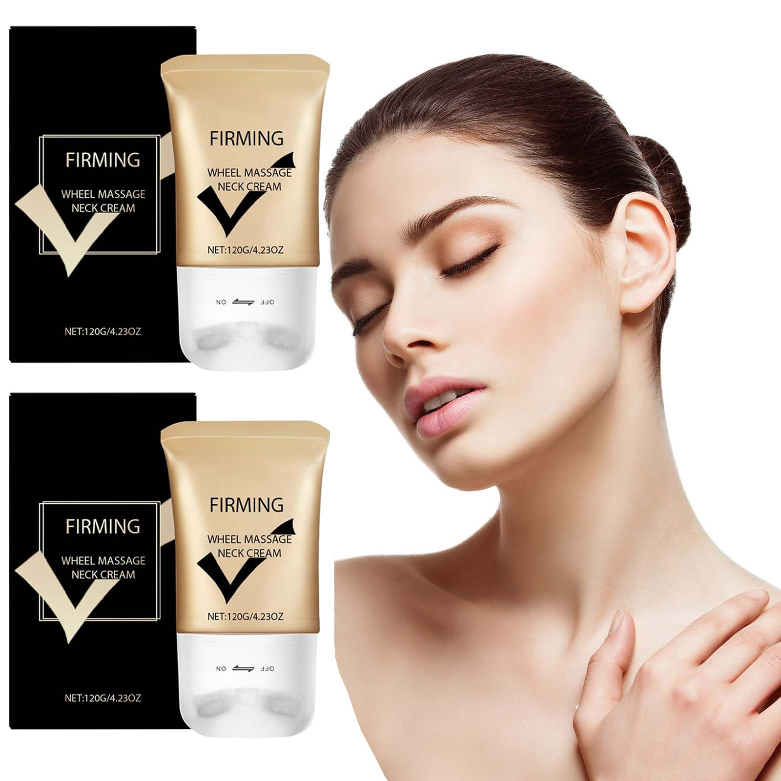 2PCS Neck Collagen Cream with Roller Neck Firming Roller Cream Deeply ...