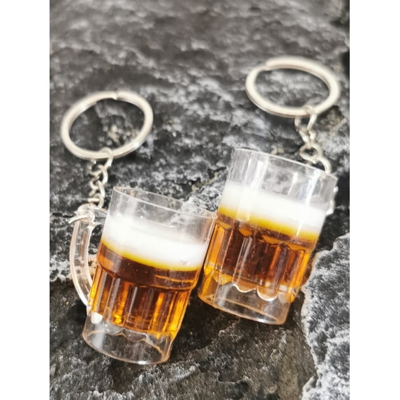 2PCS New Simulation Beer Mug Keychain Men And Women Couple Key Chain ...