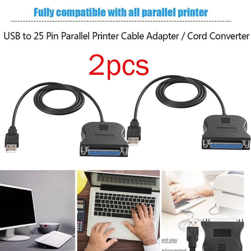 2PCS New USB to IEEE 1284 DB25 25-Pin Parallel Printer Female Adapter ...