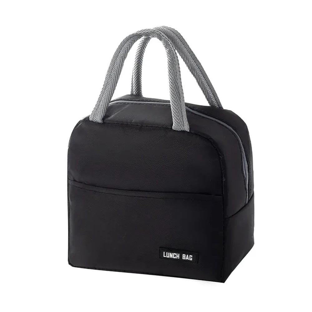 2PCS New portable lunch box bag solid color thickened thermal ...