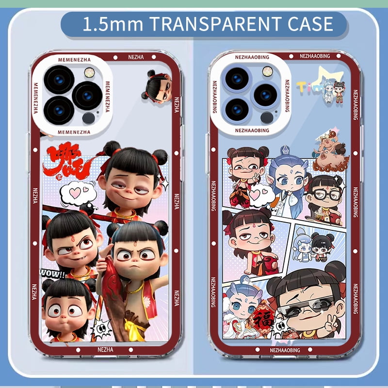 2PCS Nezha Phone Case Cartoon Q Version Ao Bing Ao Guang Shockproof ...