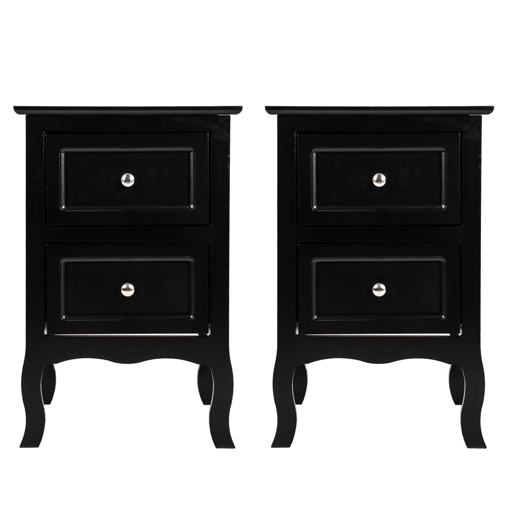 2PCS Nightstand with 2 Drawers, Countryside Style Night Stand for ...