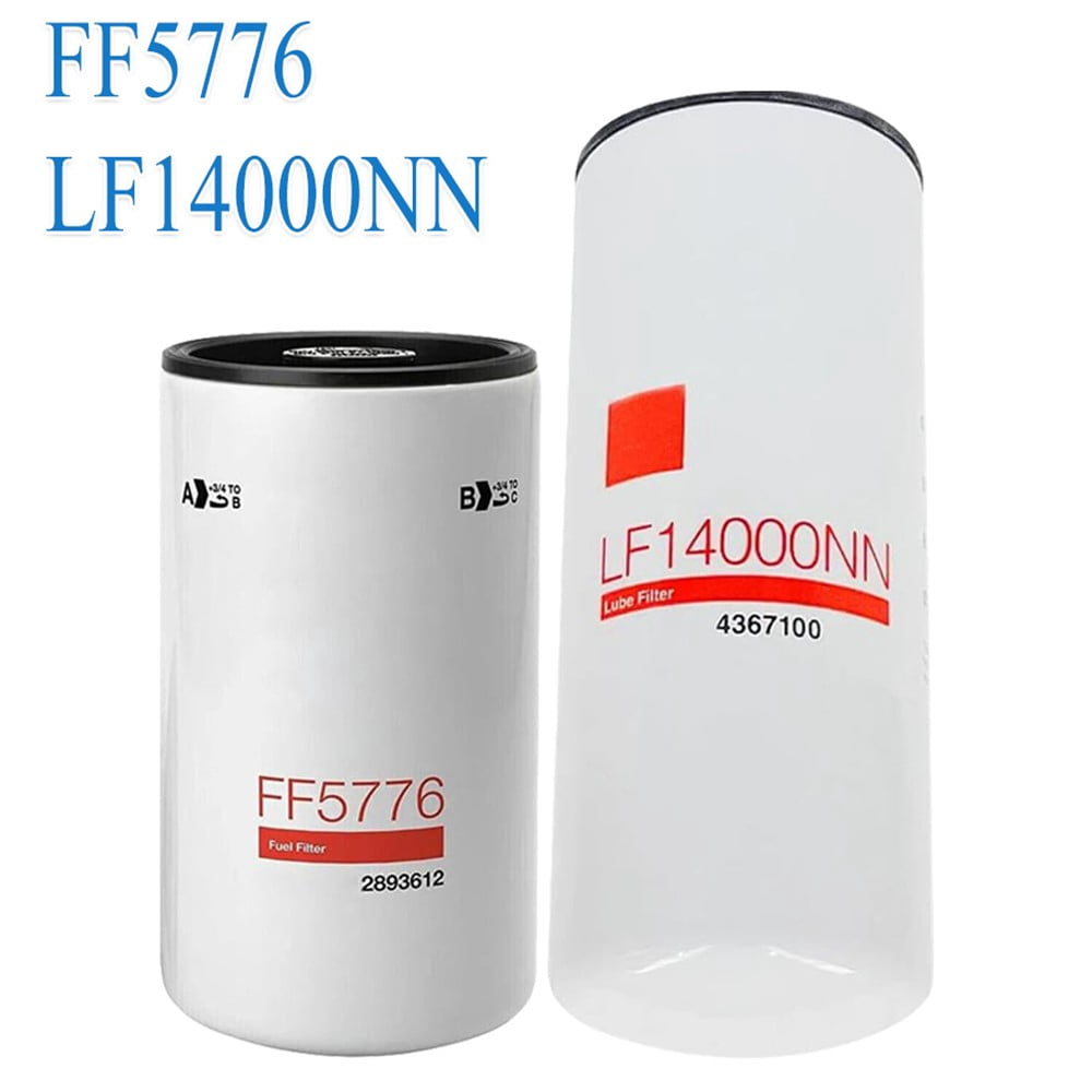 2PCS Oil Fuel Filter Change Kit For Cummins ISX LF14000NN FF5776 ...