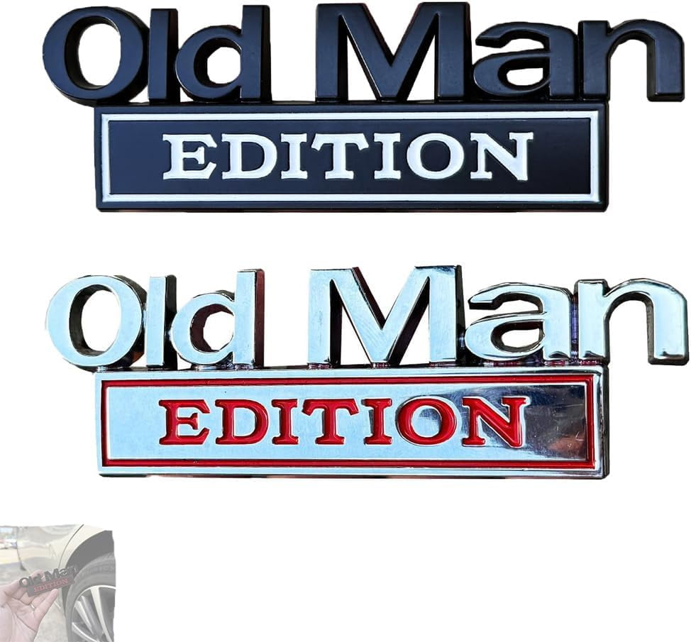 2PCS Old Man Edition Car Emblem, Funny Edition Nameplate Decal ...