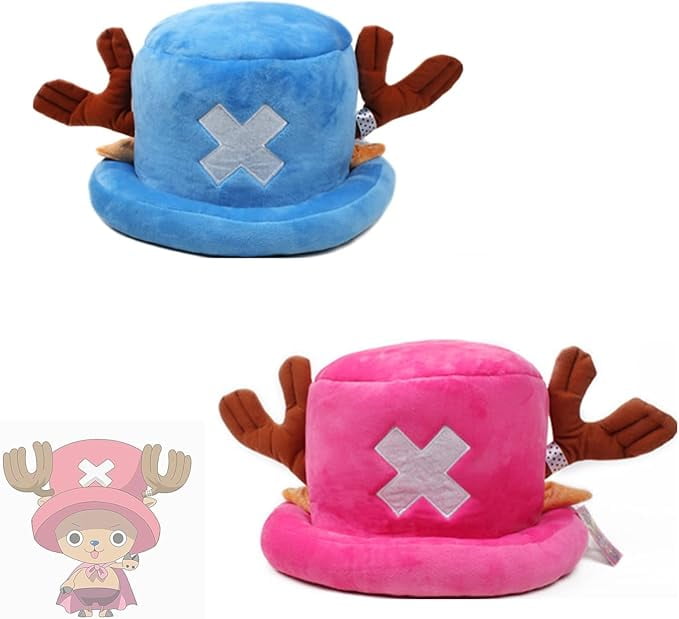 2PCS One Piece Tony Tony Helicopter Cosplay Plush Hat Brother and ...