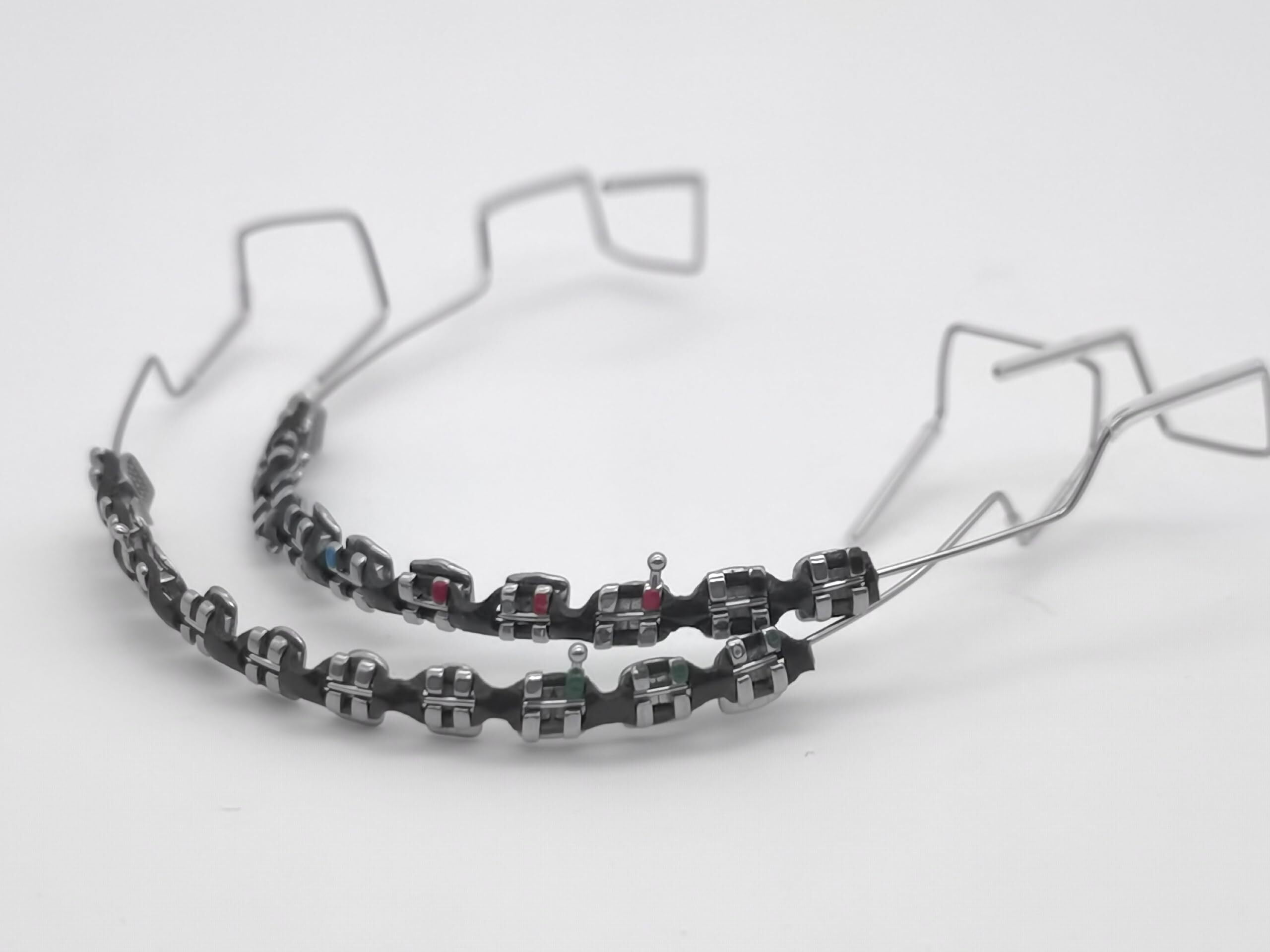 2PCS One Step Fake Braces with Fashion Power Chain Metal Bracket and ...