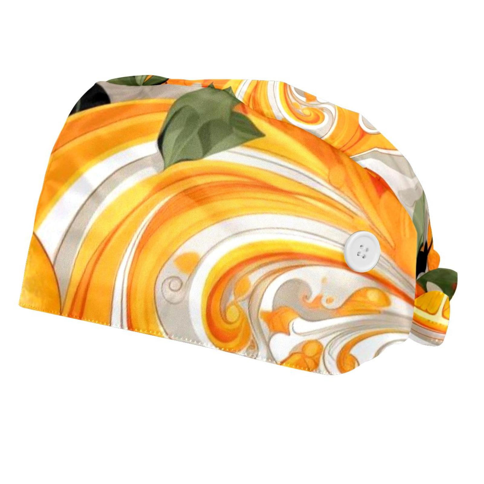 2PCS Orange Working Caps with Button, Adjustable Working Hats for Women ...
