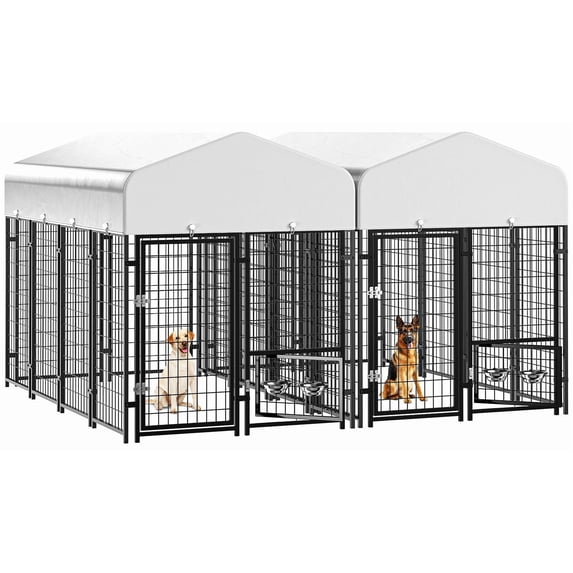 2PCS Outdoor Dog Kennel, Dog Run for Outdoor, Large Dog Pens Cage with ...