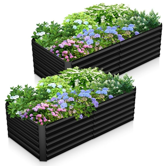 2PCS Tall Round Raised Garedn Bed, Metal Raised Beds for Vegetables ...