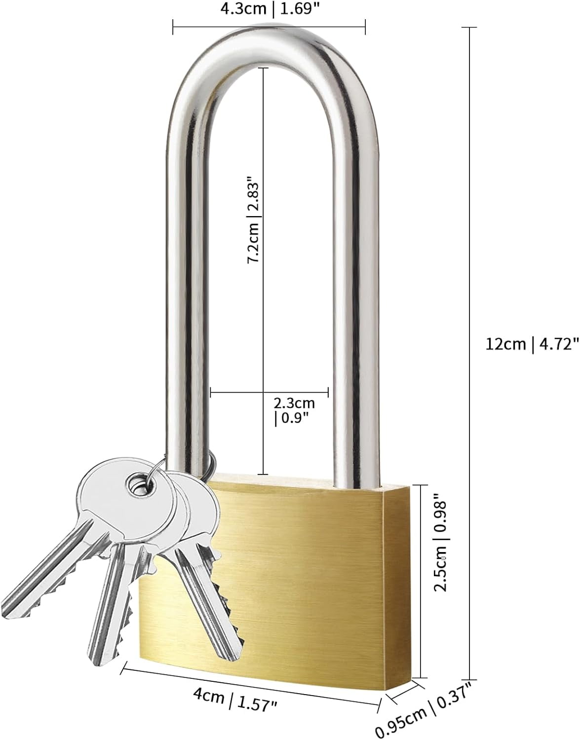 2PCS Outdoor Padlock Weatherproof, Long Padlock, Solid Brass Padlock ...