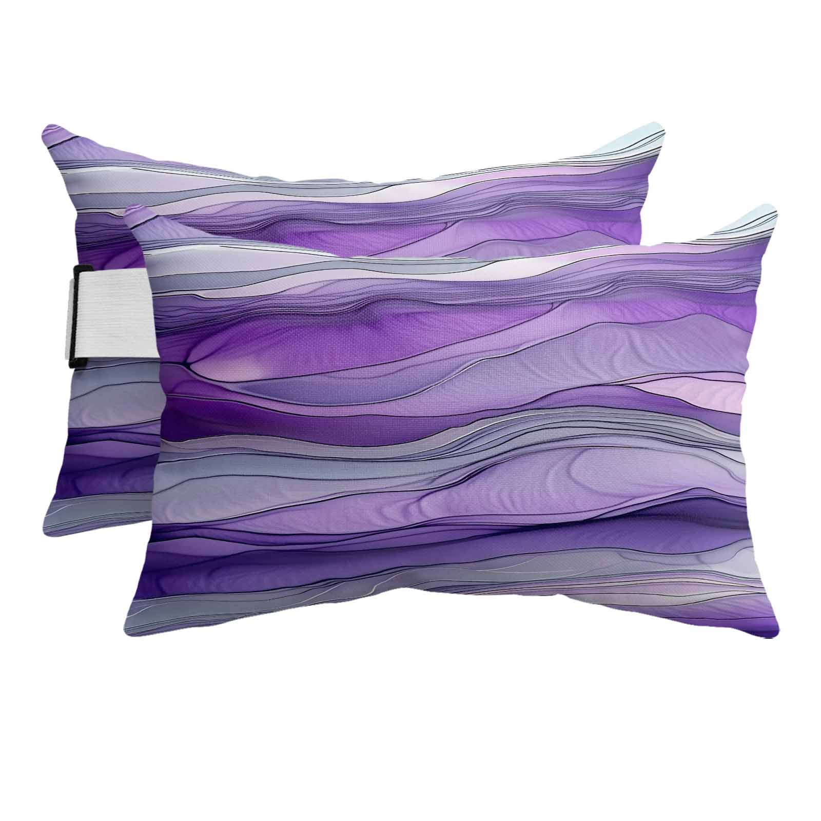 2PCS Outdoor Pillow for Chaise Lounge Chair Abstract Art Purple Gray ...