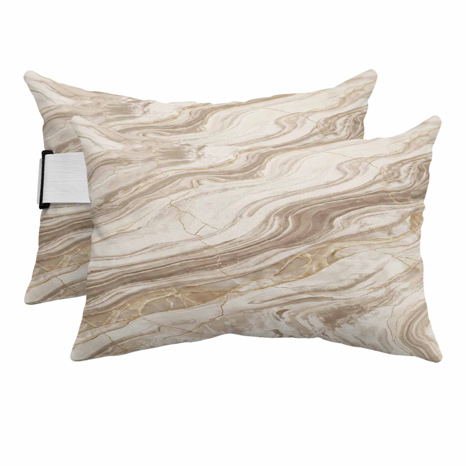 2PCS Outdoor Pillow for Chaise Lounge Chair Abstract Beige Stripes ...