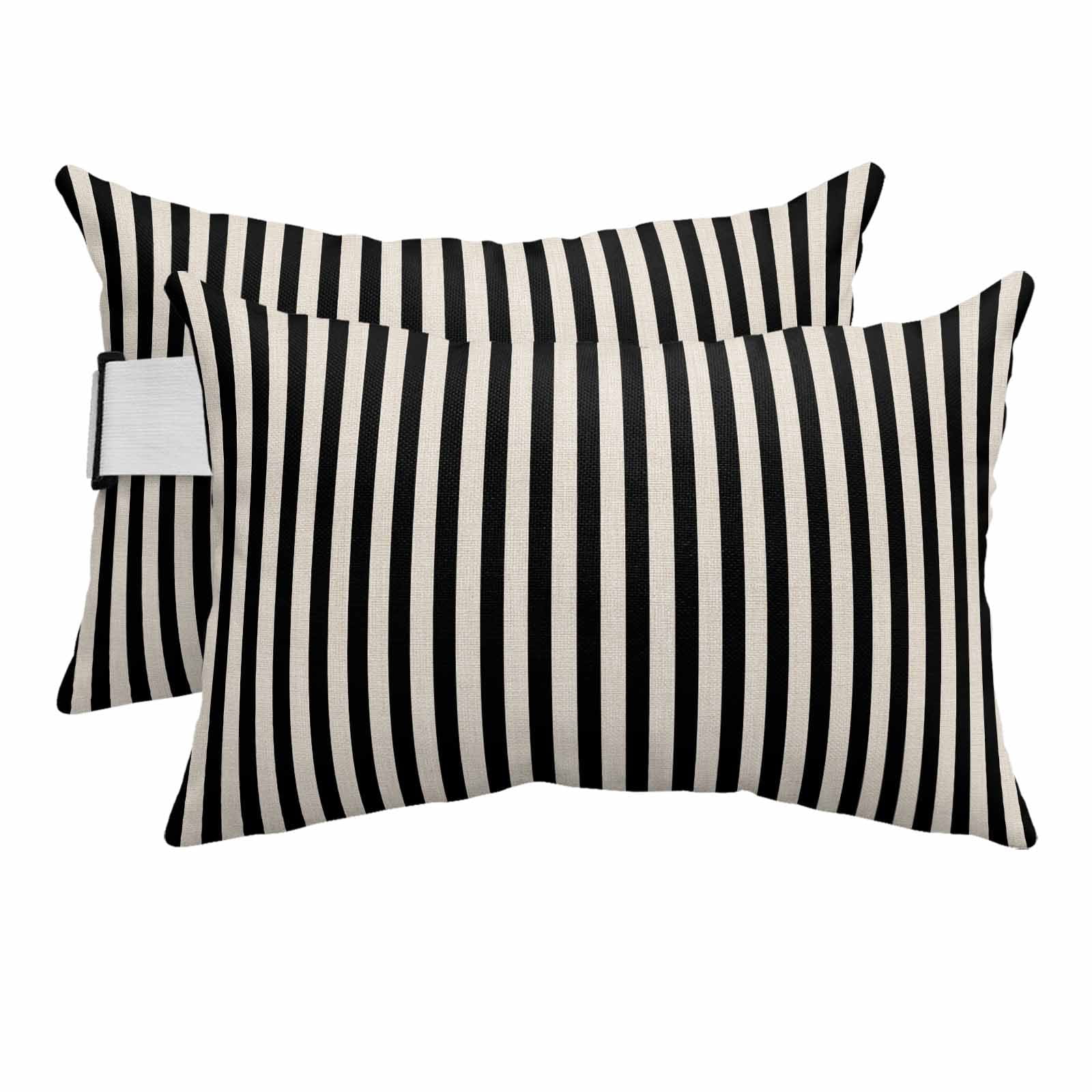 2PCS Outdoor Pillow for Chaise Lounge Chair Abstract Black Vertical ...
