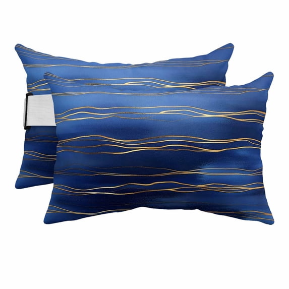 2PCS Outdoor Pillow for Chaise Lounge Chair Abstract Deep Blue Sea ...