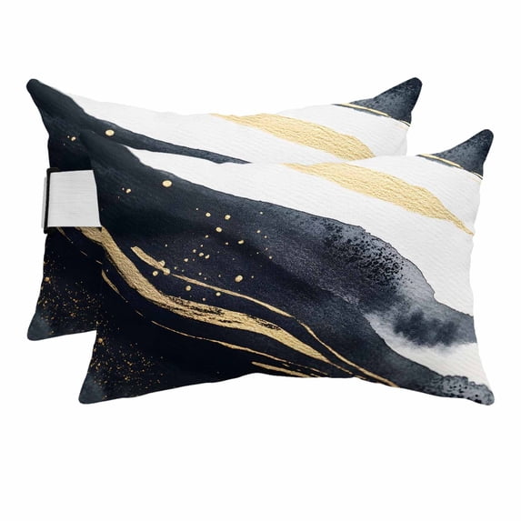 2PCS Outdoor Pillow for Chaise Lounge Chair Abstract Gradient Black ...