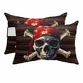 2PCS Outdoor Pillow for Chaise Lounge Chair Abstract Punk Pirate Skull ...