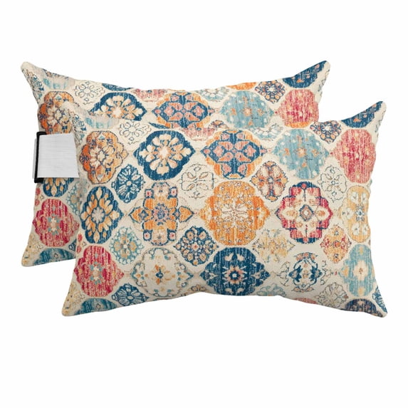 2PCS Outdoor Pillow for Chaise Lounge Chair Abstract Retro Ethnic ...