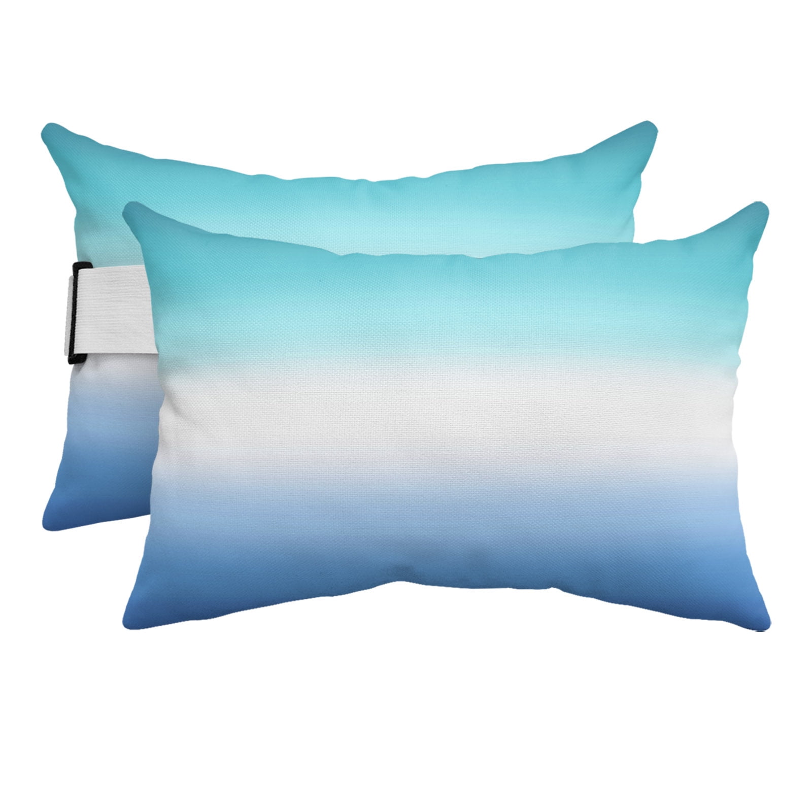 2PCS Outdoor Pillow for Chaise Lounge Chair Abstract Teal Blue Graident ...