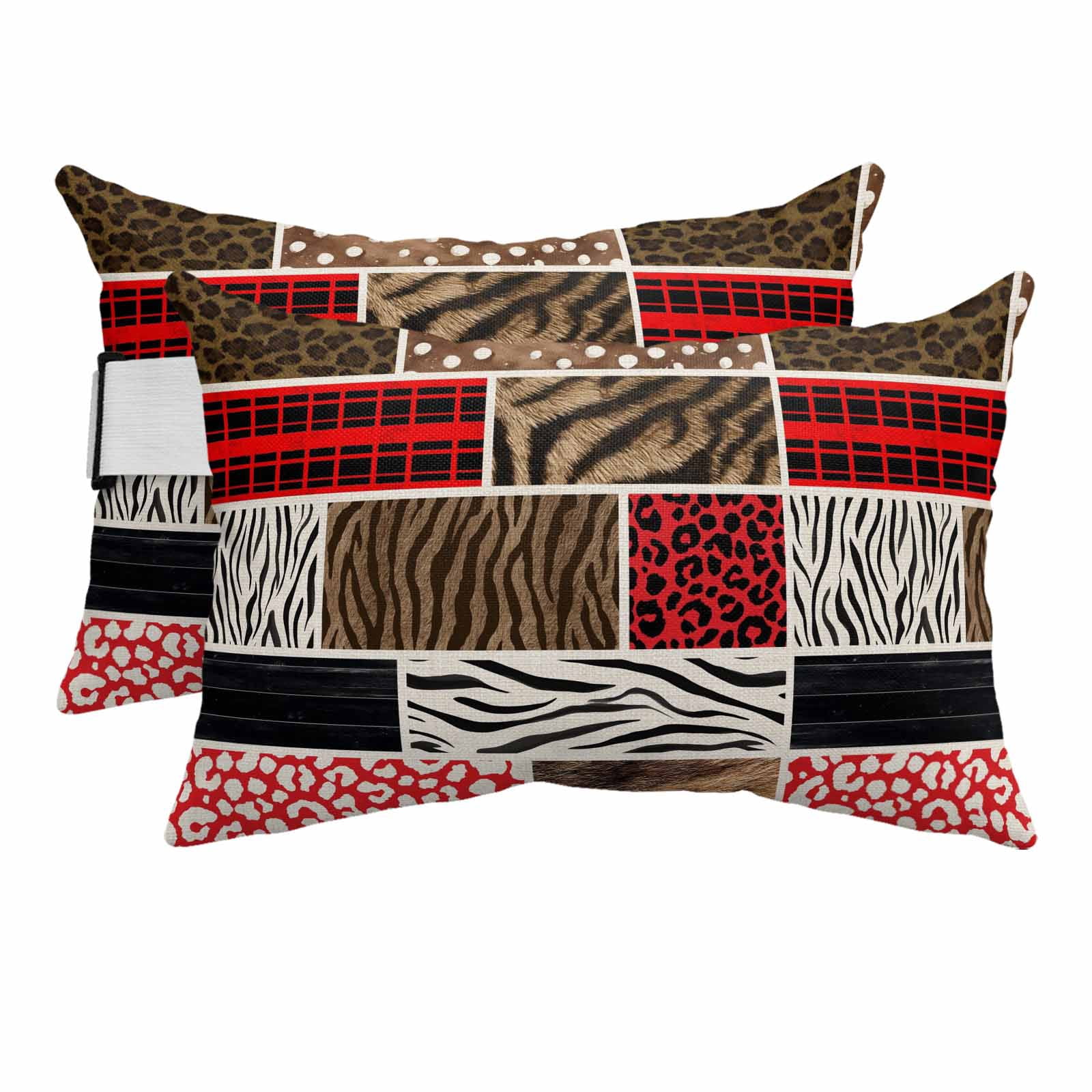 2PCS Outdoor Pillow for Chaise Lounge Chair Animal Fur Print Pattern ...