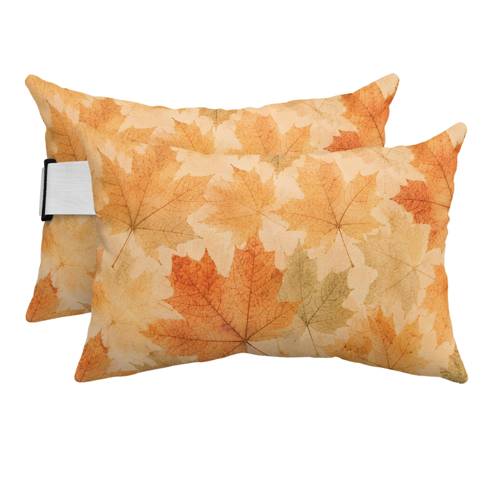 2PCS Outdoor Pillow for Chaise Lounge Chair Autumn Maple Leaf Orange ...