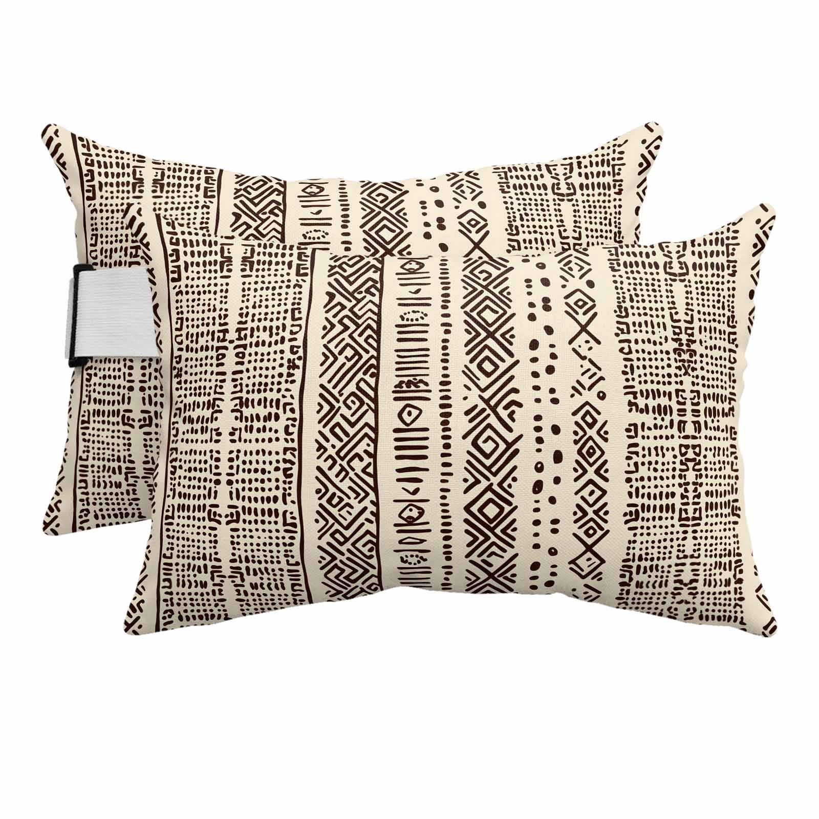 2PCS Outdoor Pillow for Chaise Lounge Chair Bohemian Vintage Tribe ...