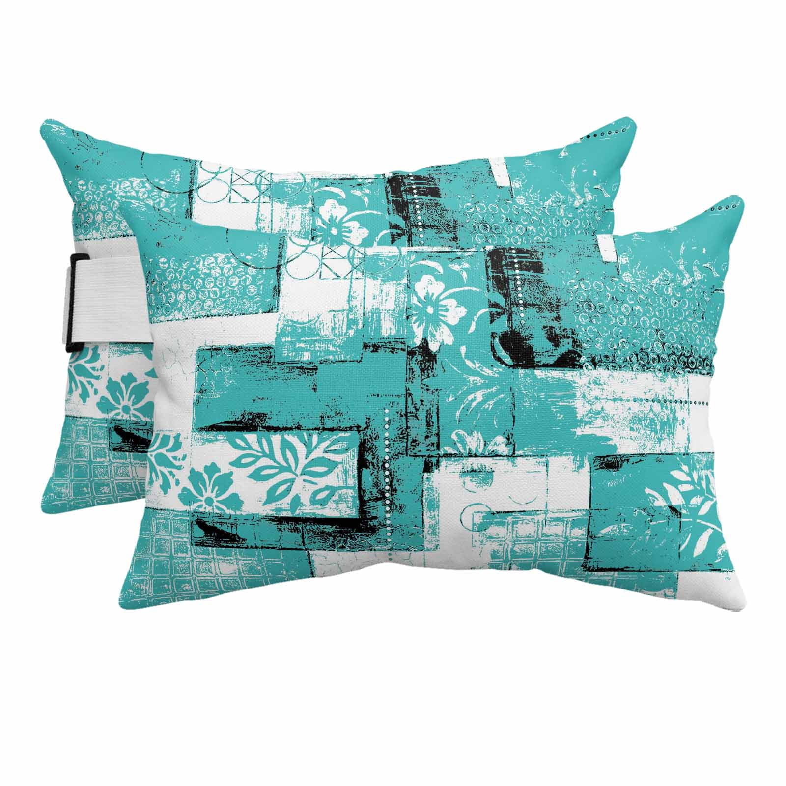 2PCS Outdoor Pillow for Chaise Lounge Chair Boho Abstract Geometric ...