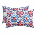 2PCS Outdoor Pillow for Chaise Lounge Chair Boho Ethnic Blue Red Floral ...