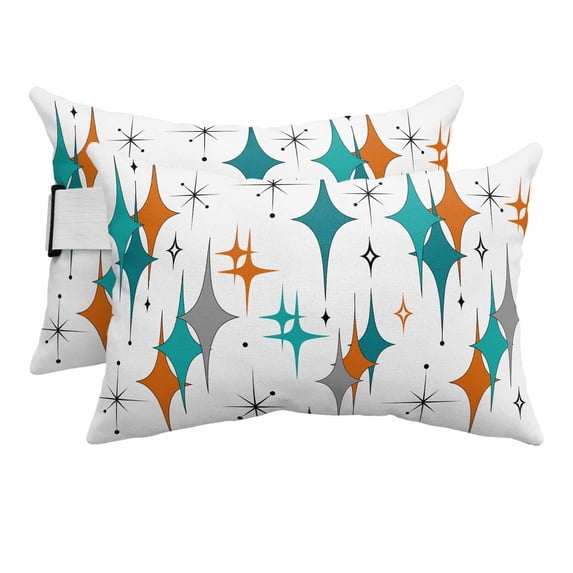 2PCS Outdoor Pillow for Chaise Lounge Chair Boho Mid-Century Diamond ...