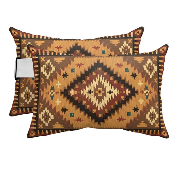 2PCS Outdoor Pillow for Chaise Lounge Chair Brown Geometric Abstract ...