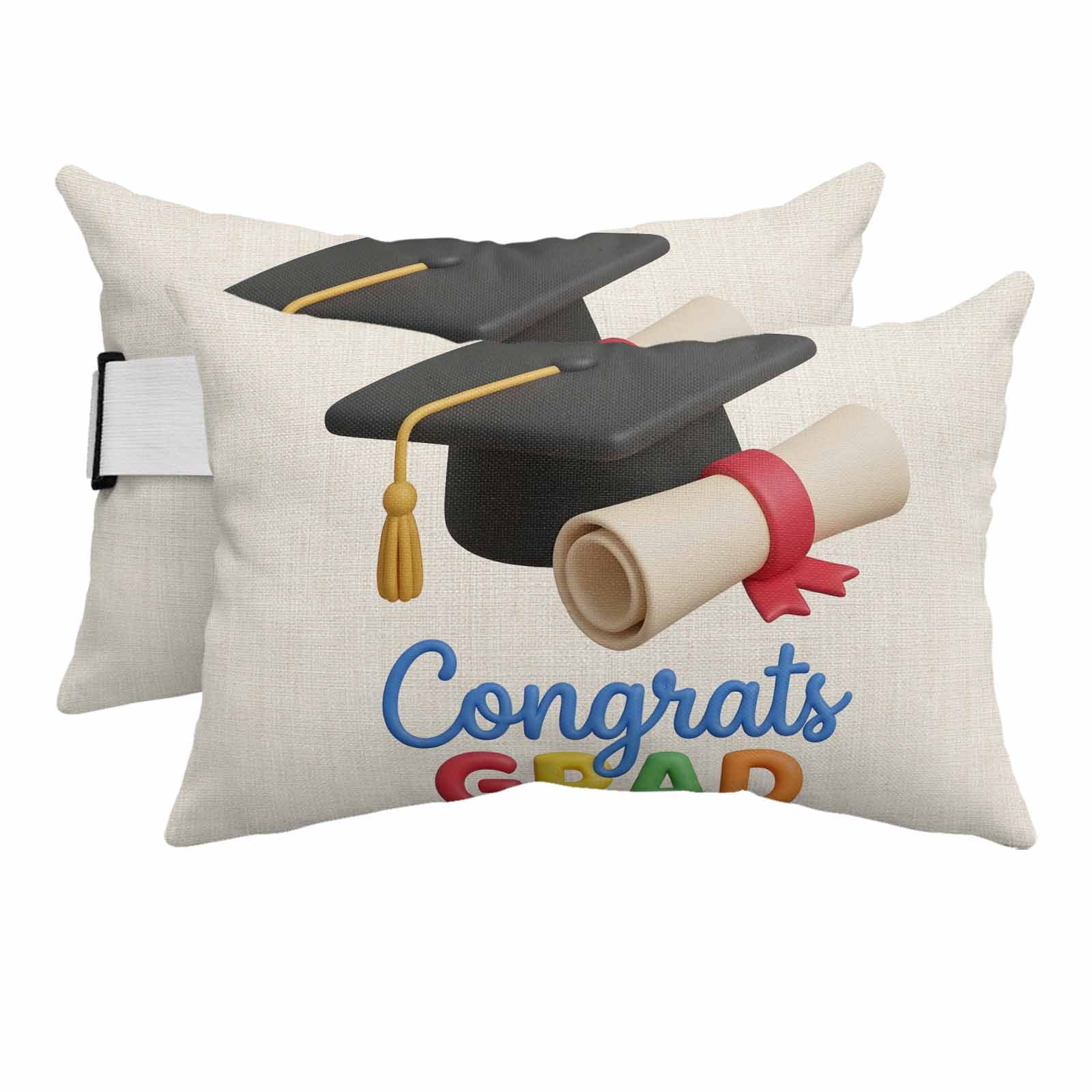 2PCS Outdoor Pillow for Chaise Lounge Chair Cartoon Bachelor's Hat on ...