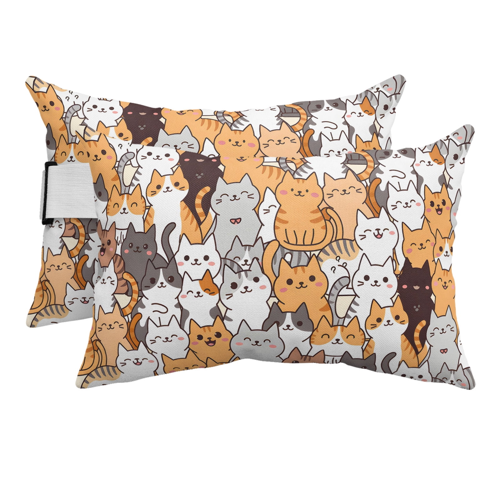 2PCS Outdoor Pillow for Chaise Lounge Chair Cartoon Cute Kitty ...