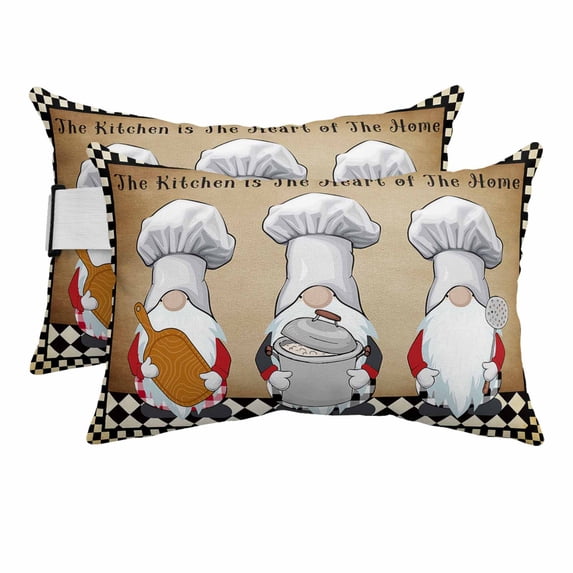 2PCS Outdoor Pillow for Chaise Lounge Chair Chef Gnome Kitchen Cooking ...