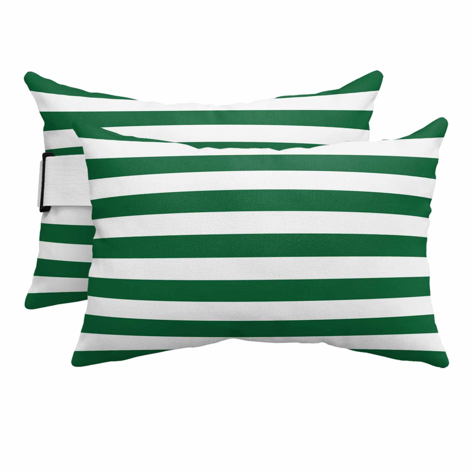 2PCS Outdoor Pillow for Chaise Lounge Chair Christmas Green Stripes ...