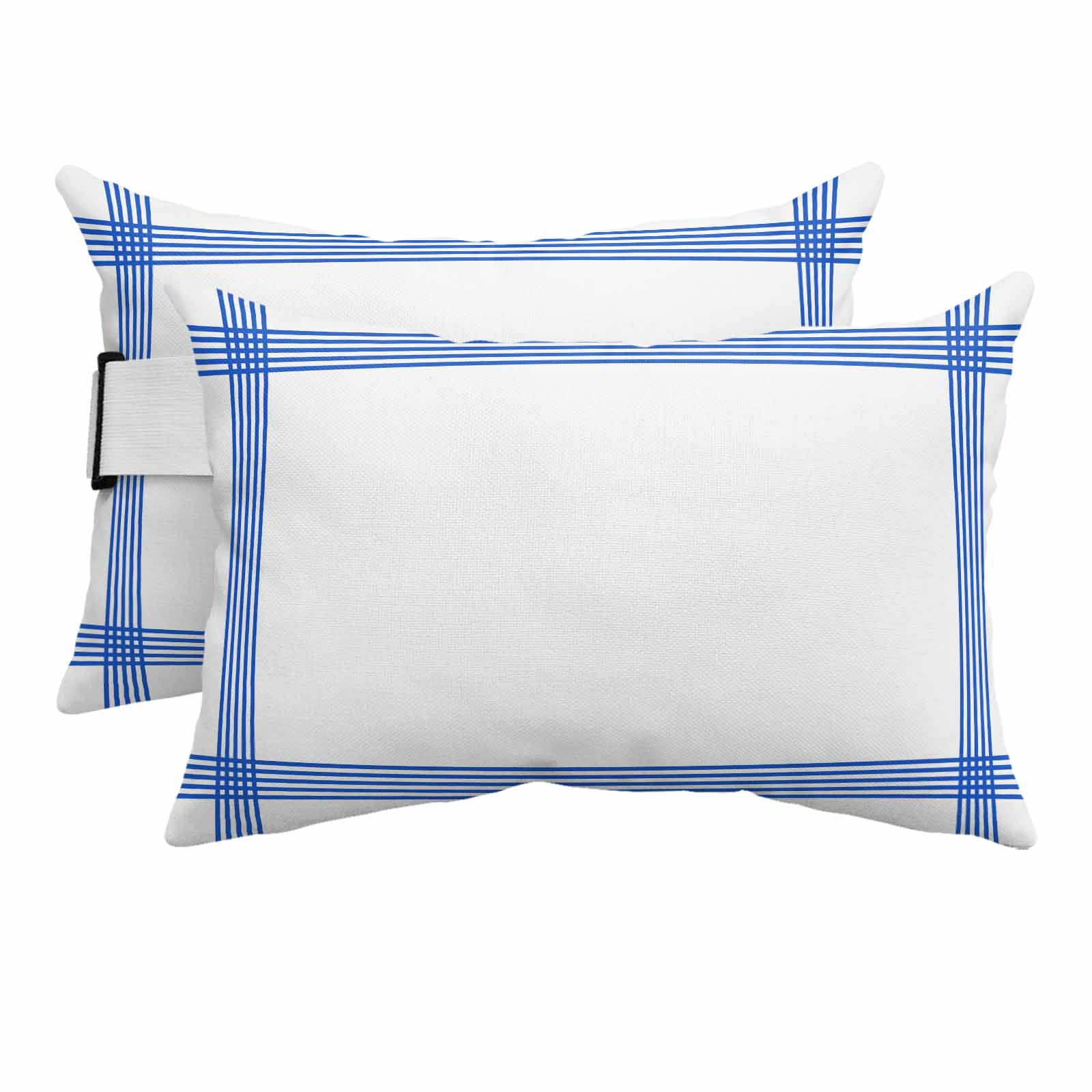 2PCS Outdoor Pillow for Chaise Lounge Chair Classic Blue Striped ...