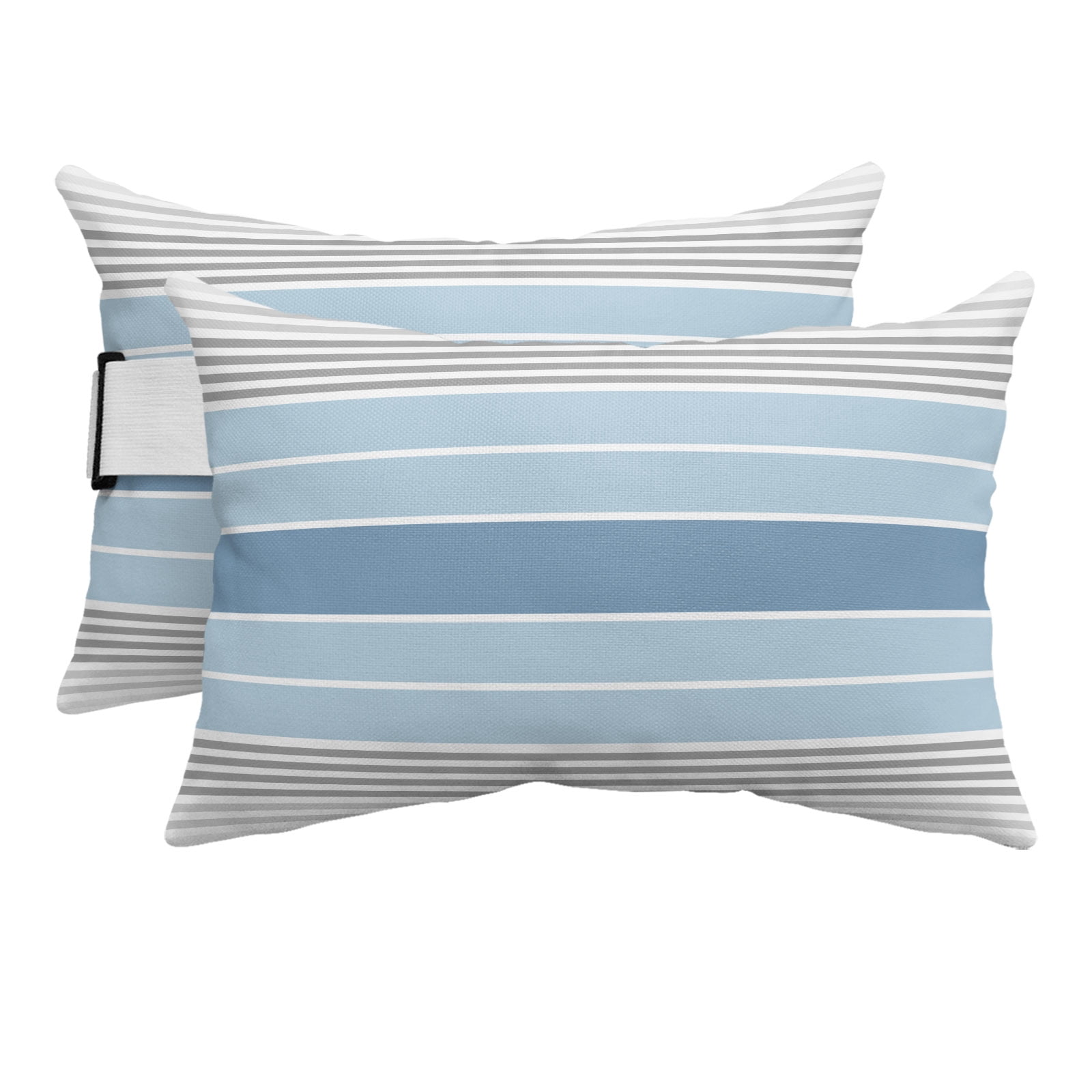 2PCS Outdoor Pillow for Chaise Lounge Chair Classic Gray Blue Stripe ...
