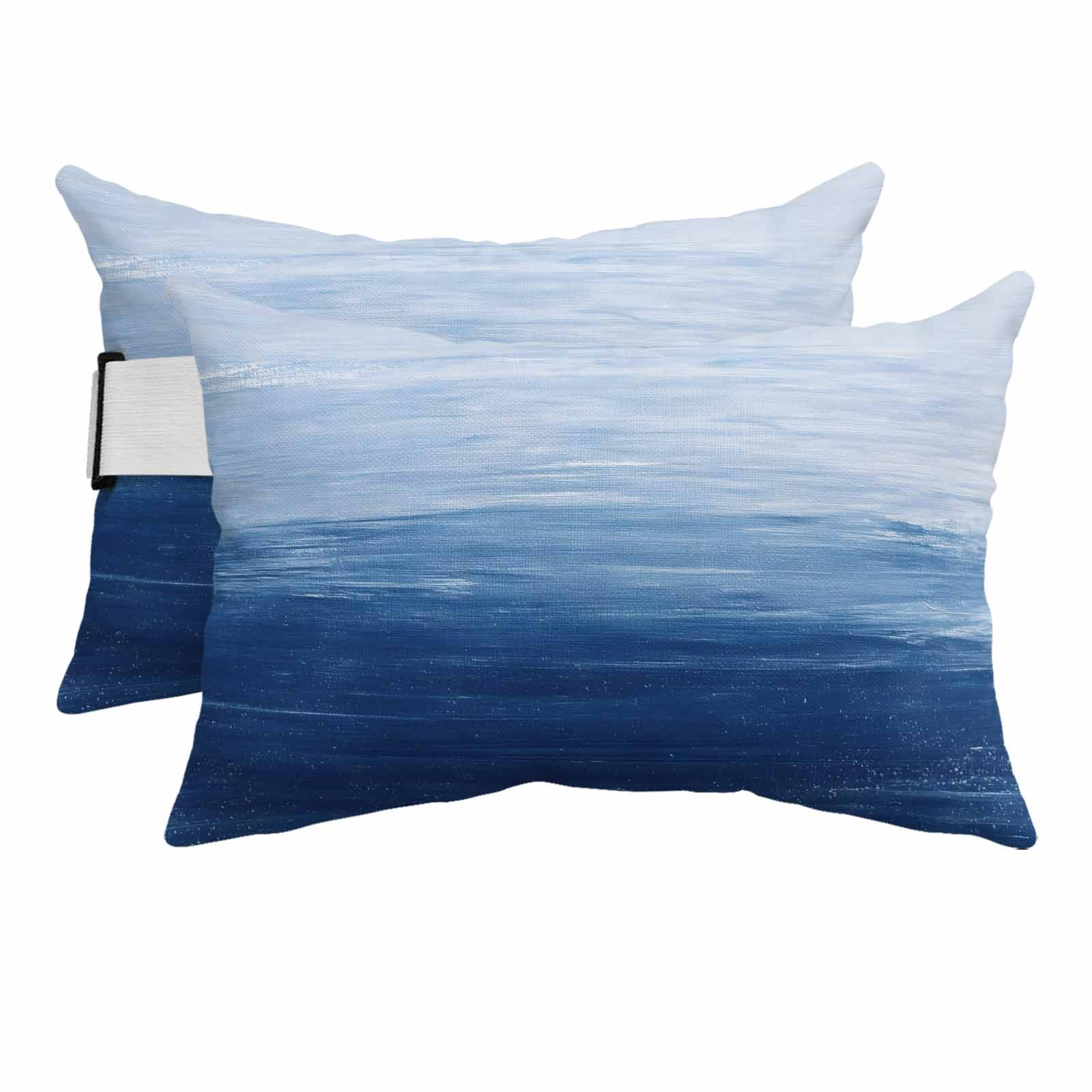2PCS Outdoor Pillow for Chaise Lounge Chair Coastal Ocean Navy Blue ...