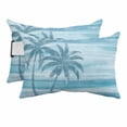 2PCS Outdoor Pillow for Chaise Lounge Chair Coconut Tree Blue Gradient ...