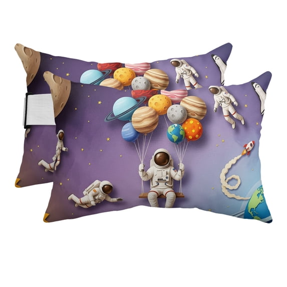 2PCS Outdoor Pillow for Chaise Lounge Chair Cosmonaut Planet Balloon ...
