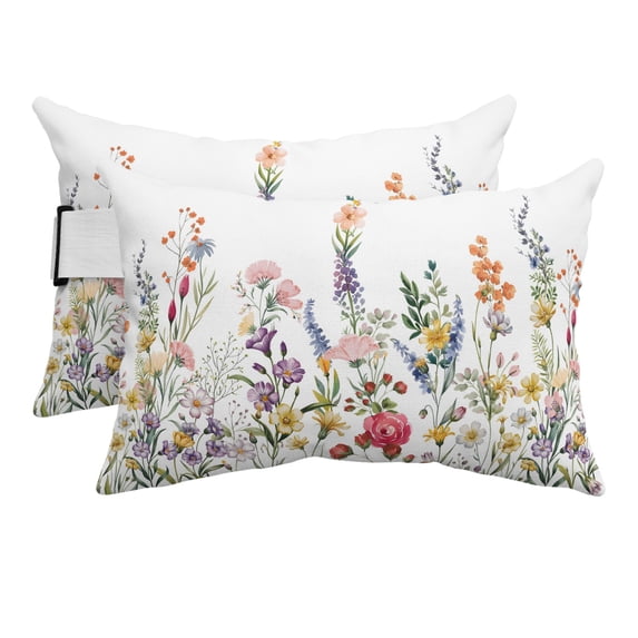 2PCS Outdoor Pillow for Chaise Lounge Chair Country Flower Leaves Plant ...