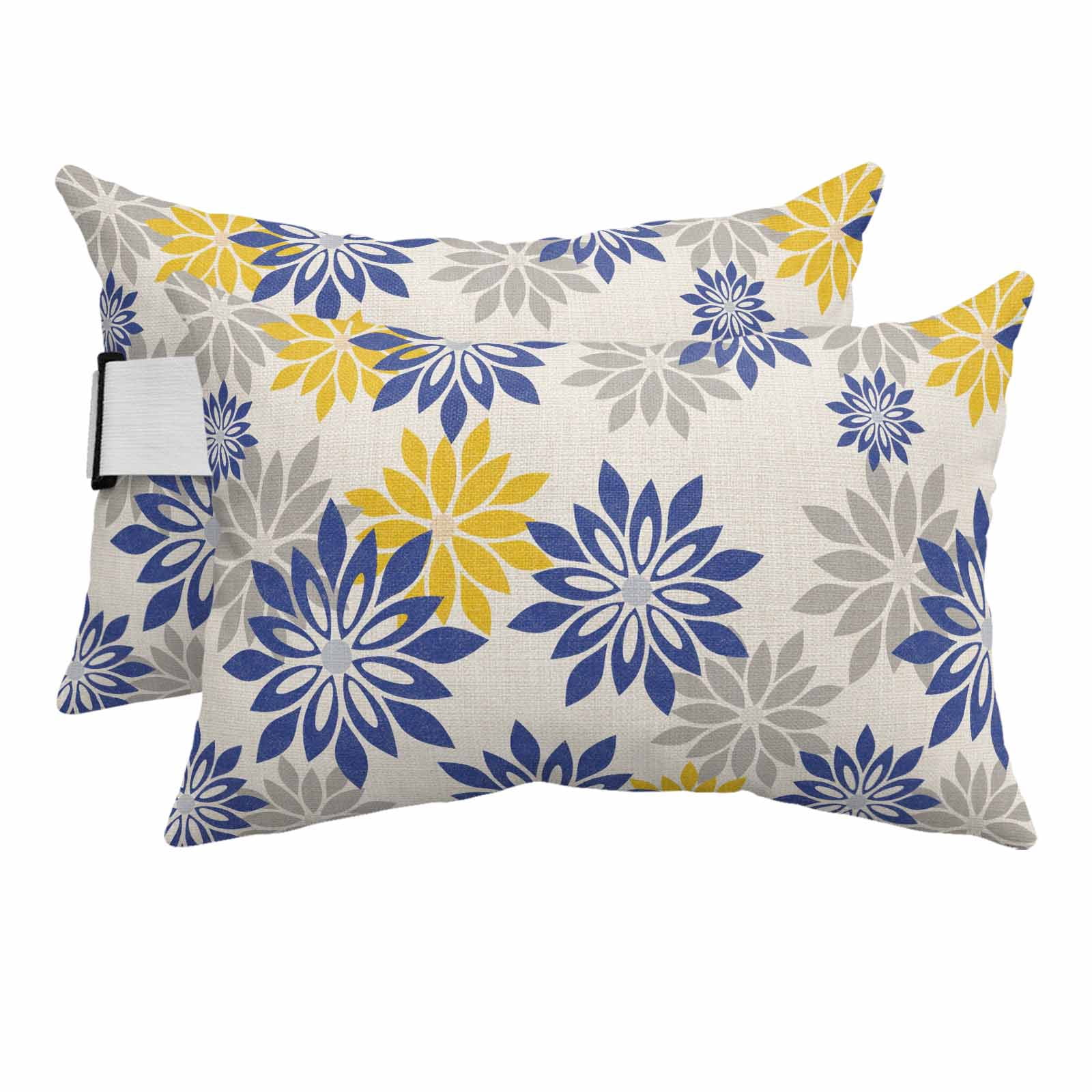 2PCS Outdoor Pillow for Chaise Lounge Chair Country Flower Retro Linen ...