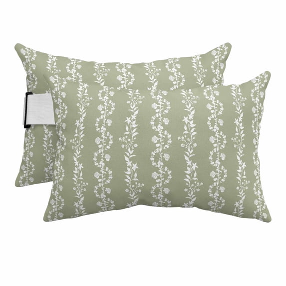 2PCS Outdoor Pillow for Chaise Lounge Chair Country Herb Leaves Sage ...